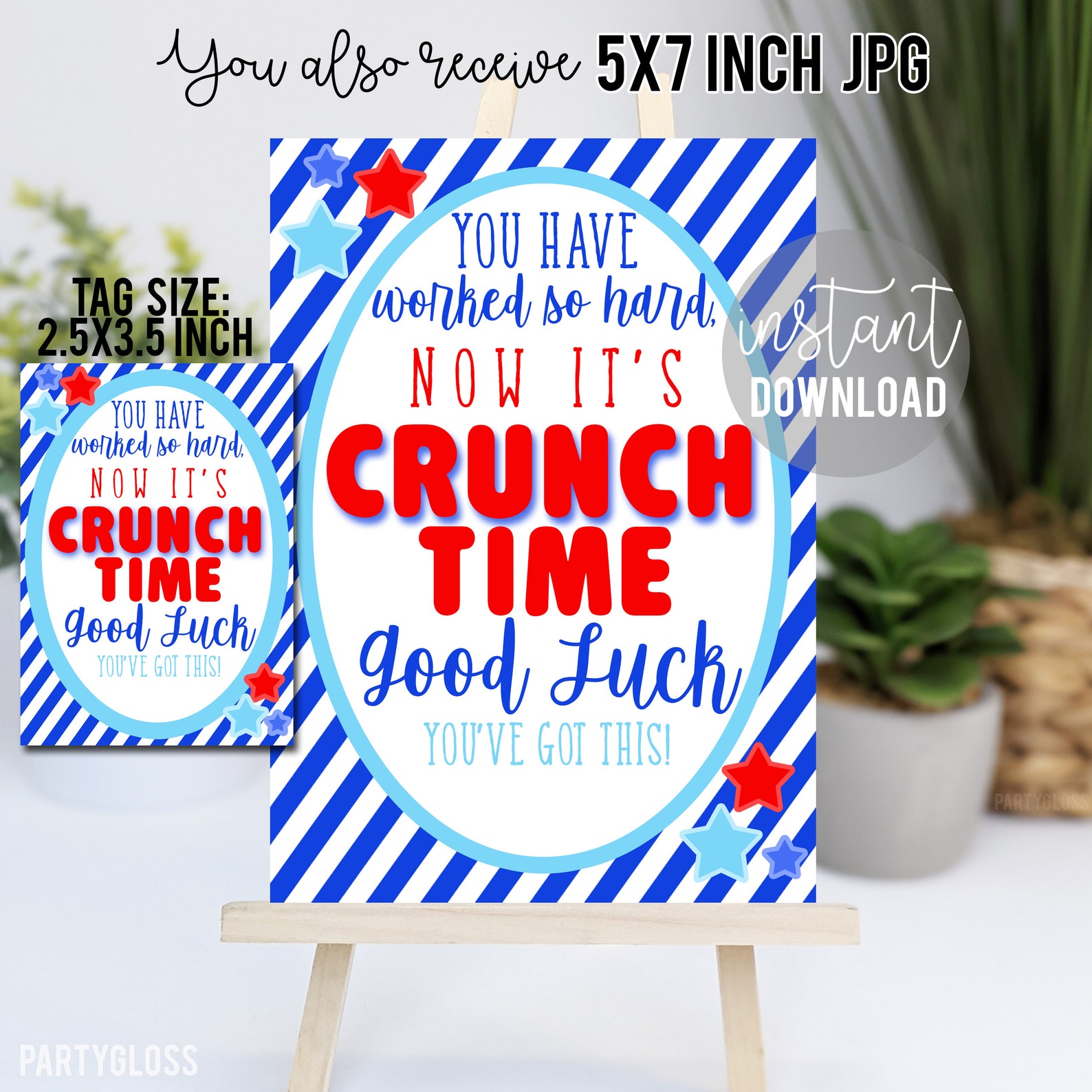 Crunch Time Good Luck Printable Gift Tags, Chocolate Bar Candy Tag PTO ...