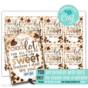 Editable Chocolate Teachers & Staff Appreciation Printable Gift Tags ...