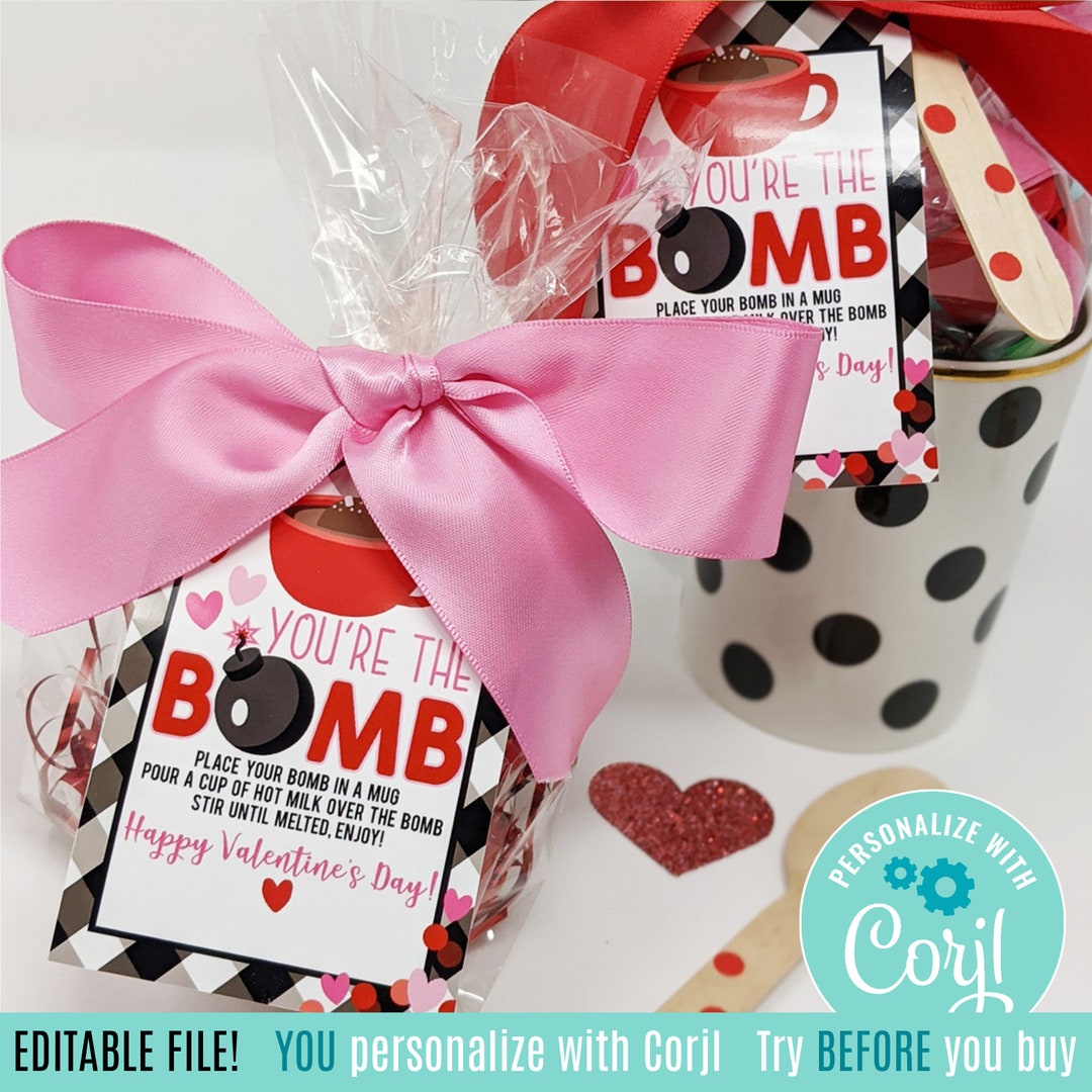 Editable Hot Chocolate Bomb Valentine's Day Printable Tag Cocoa ...
