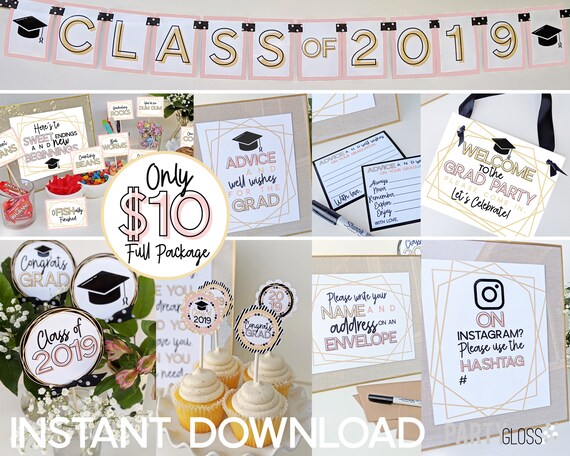 Graduation Printable Package Grad Party Decor Class of | Etsy