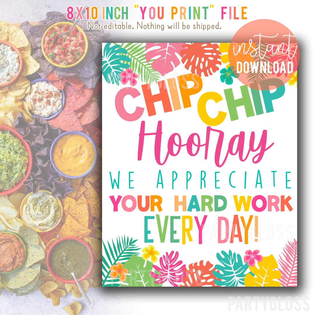 Teacher Appreciation 8x10 Printable, Chip Chip Hooray, Staff PTO PTA ...