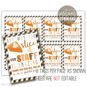 Thanksgiving Staff Appreciation Printable Gift Tags, Pie Tags Anyway ...
