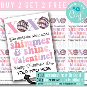 Editable Shimmer and Shine Valentine's Day Printable Gift Tags Disco ...