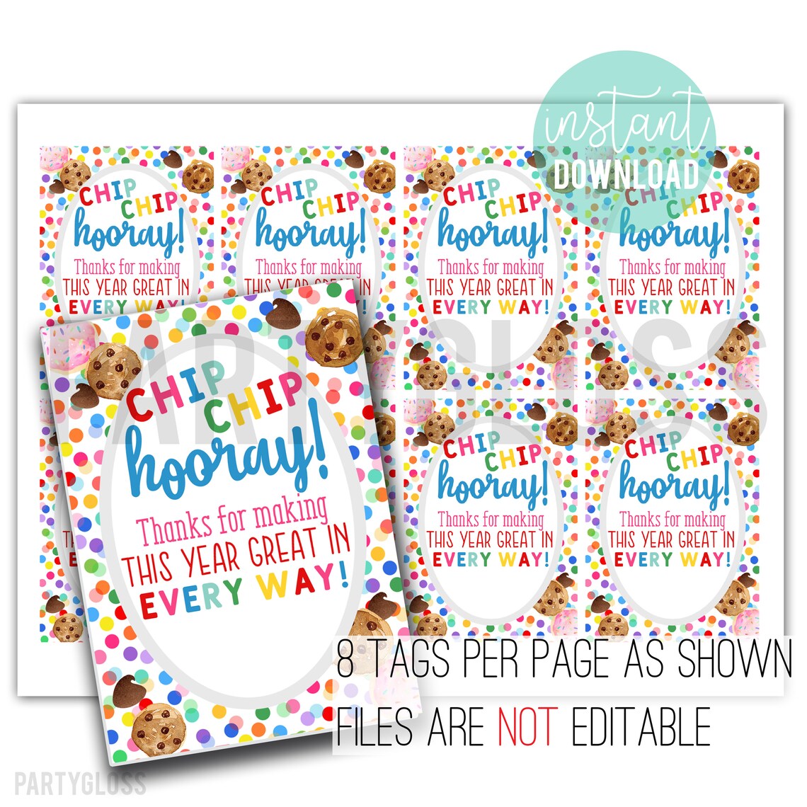 Chip Chip Hooray Appreciation Printable Tag End of the Year - Etsy