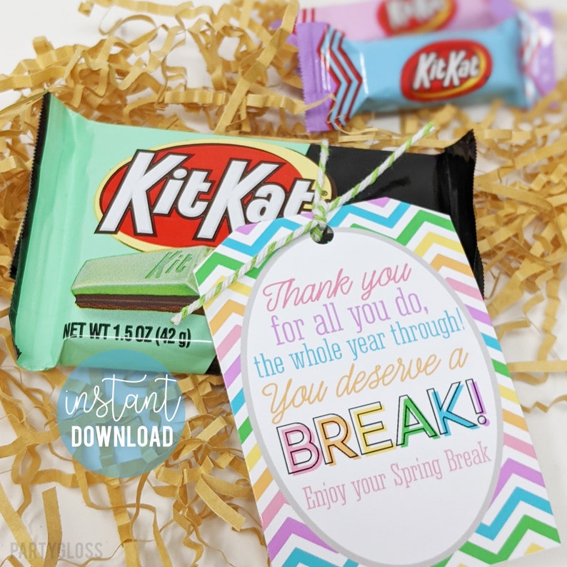 Spring Break Teacher Appreciation Printable Gift Tags, Pastel Chocolate ...