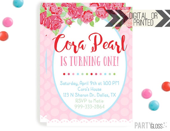 Rose Birthday Party Invitation Digital or Printed Garden | Etsy