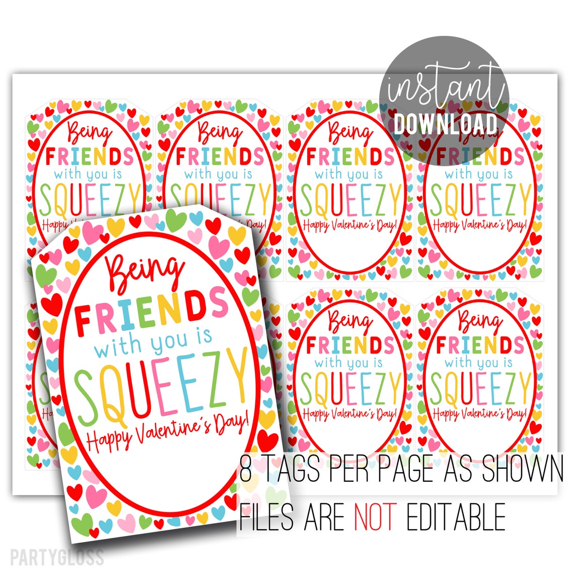 Squeeze Pouch Valentine's Day Printable Tag Main Squeeze - Etsy