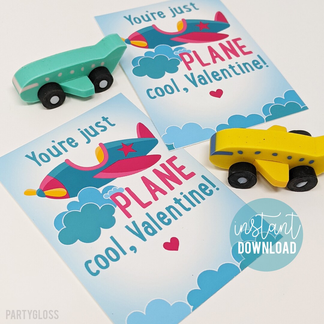 Valentine's Day Printable Tags Airplane Valentine Plane Cool Class Team ...