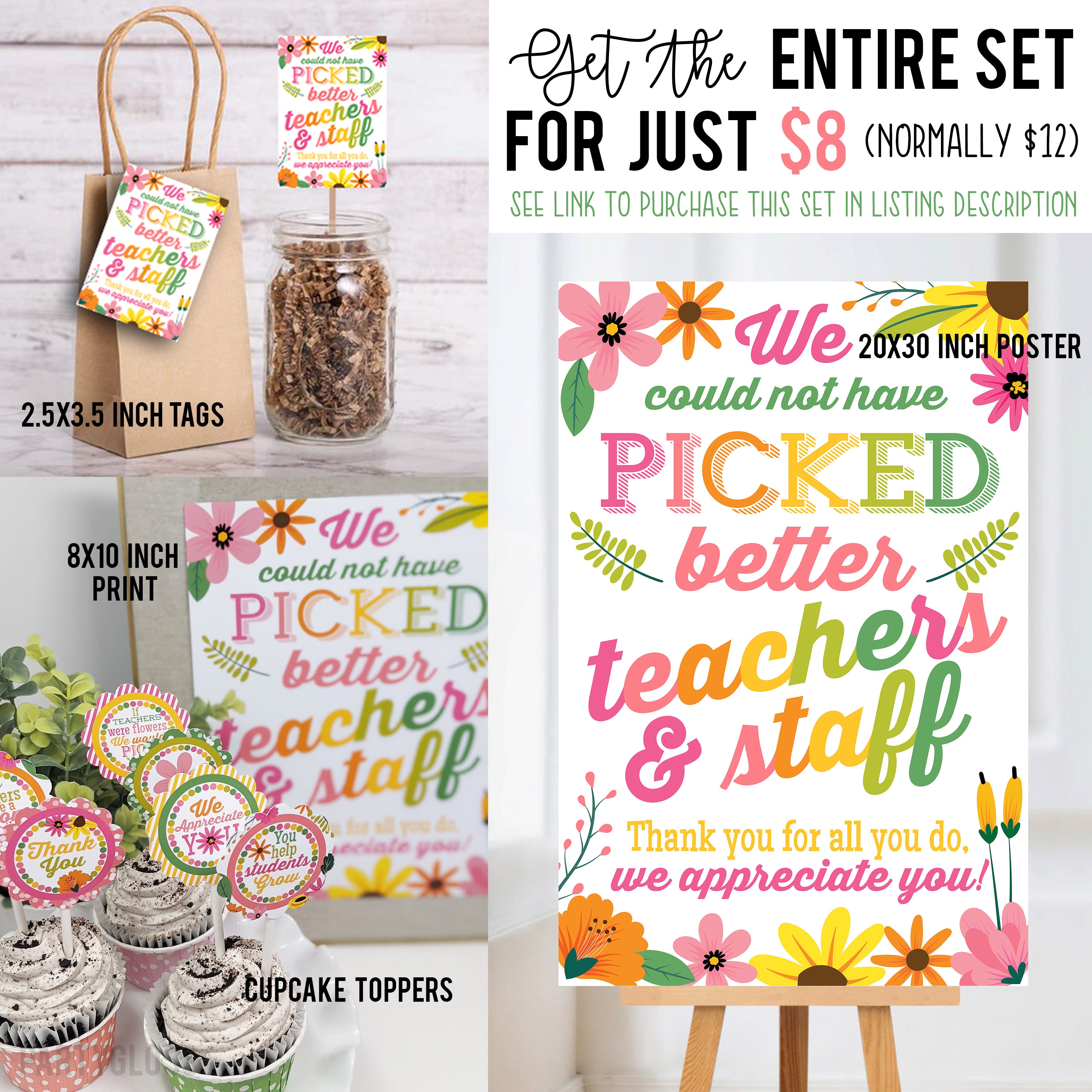 Floral Teacher Appreciation 20x30 Printable Poster Design, Flowers for ...