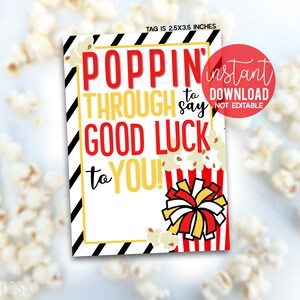 Cheer Popcorn Good Luck Printable Gift Tags, Popping Poppin Bag Snacks ...