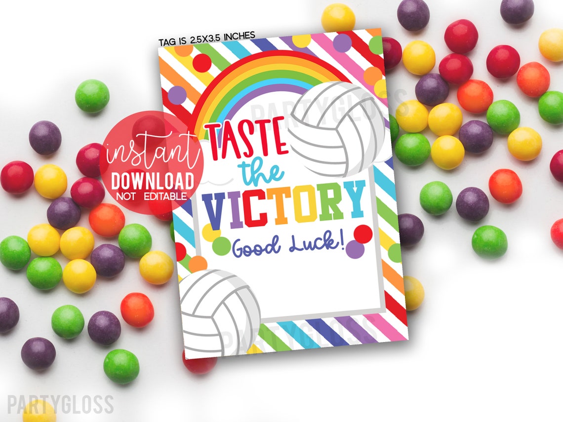 Volleyball Taste the Victory Printable Gift Tags Good Luck Courtside ...