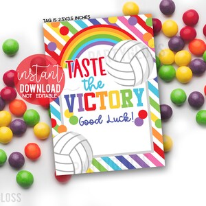 Volleyball Taste the Victory Printable Gift Tags Good Luck Courtside ...