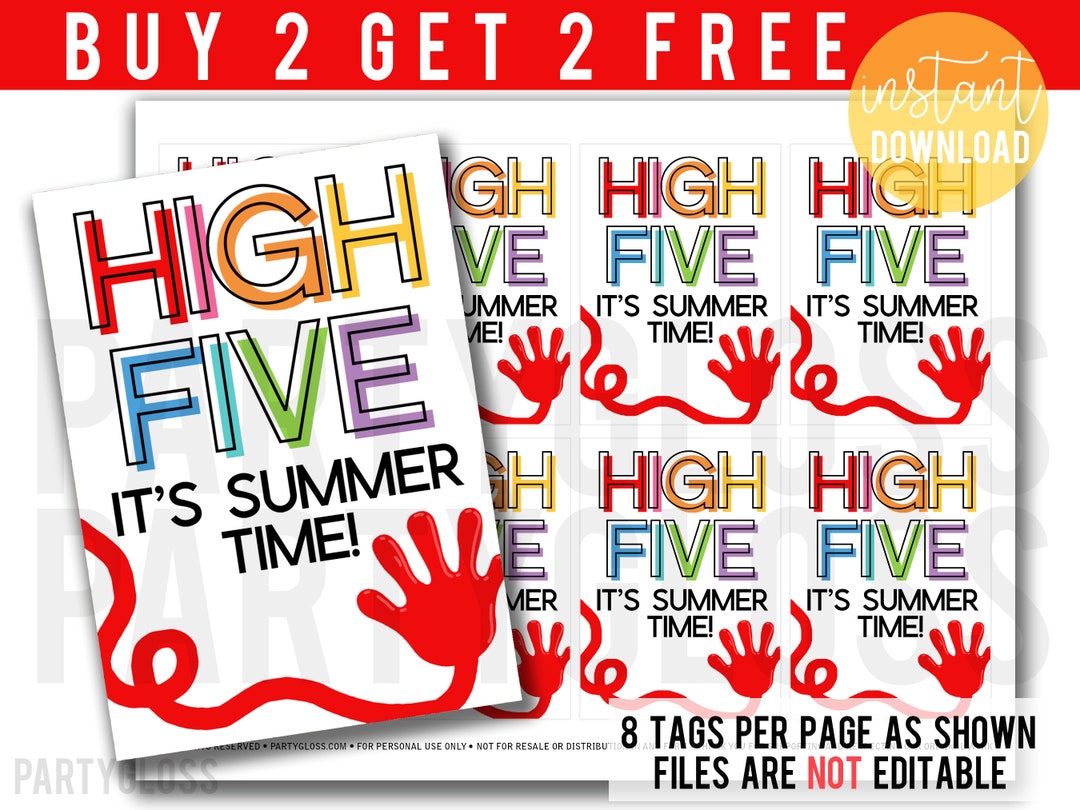 Slap Hand End of the Year Printable Tags, Non Food, High Five It's ...