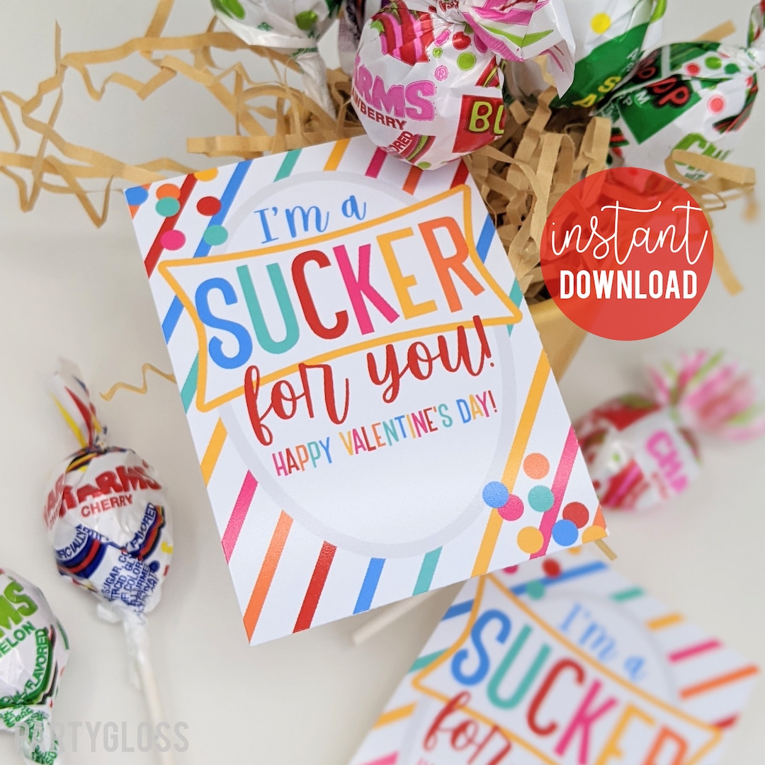 Valentine's Day Printable Tag Lollipop Valentine Sucker for You Class ...