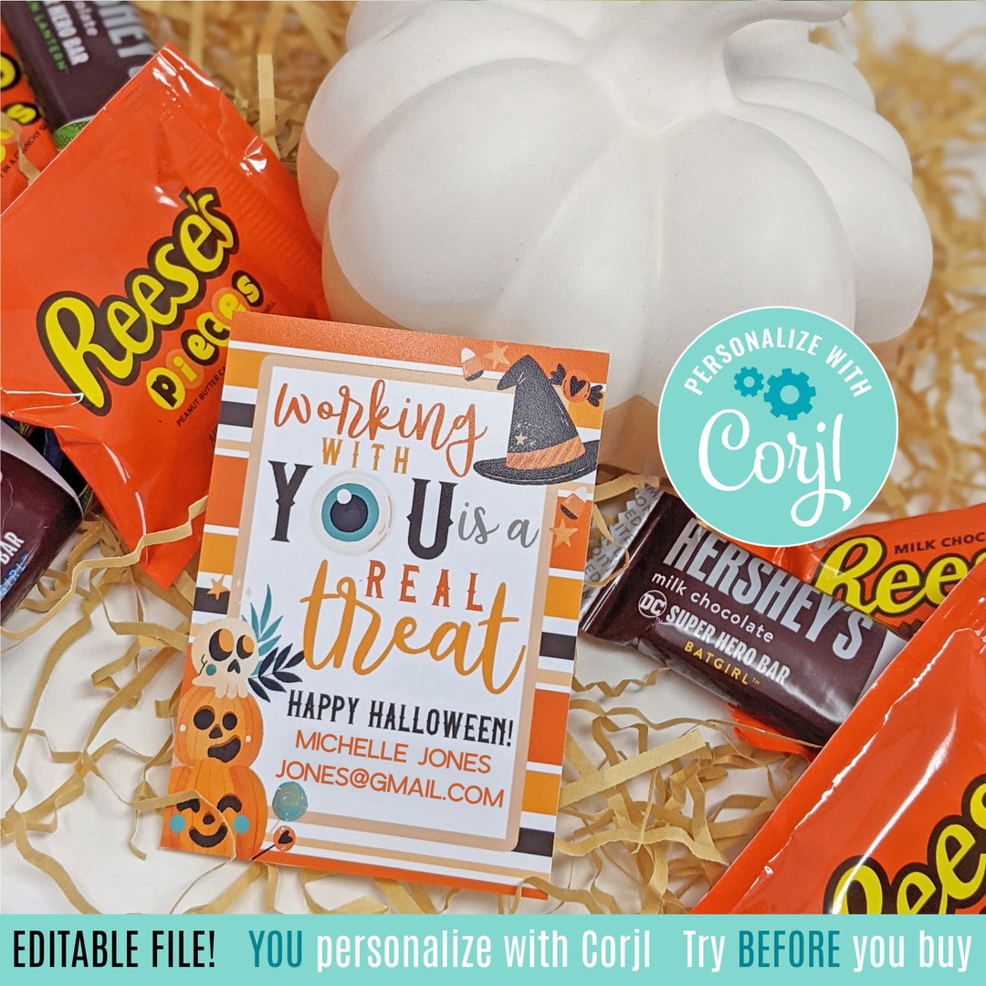 Editable Halloween Office Appreciation Printable Gift Tags, Working ...