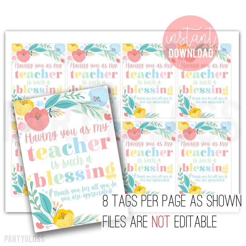 Teacher Appreciation Printable Gift Tags, Christian School Teacher Such ...