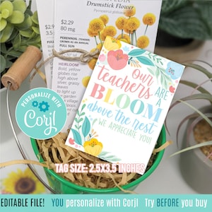 Editable Teacher Appreciation Printable Tags | Our Teachers Bloom Above ...