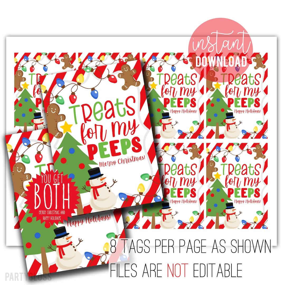 Treats for My Peeps Printable Tag Christmas Peeps Tag Peep Tags Easy ...