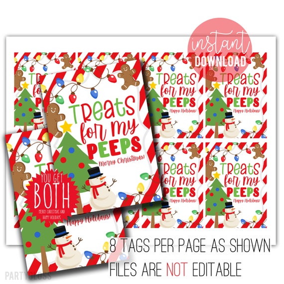 Treats for My Peeps Printable Tag Christmas Peeps Tag Peep - Etsy