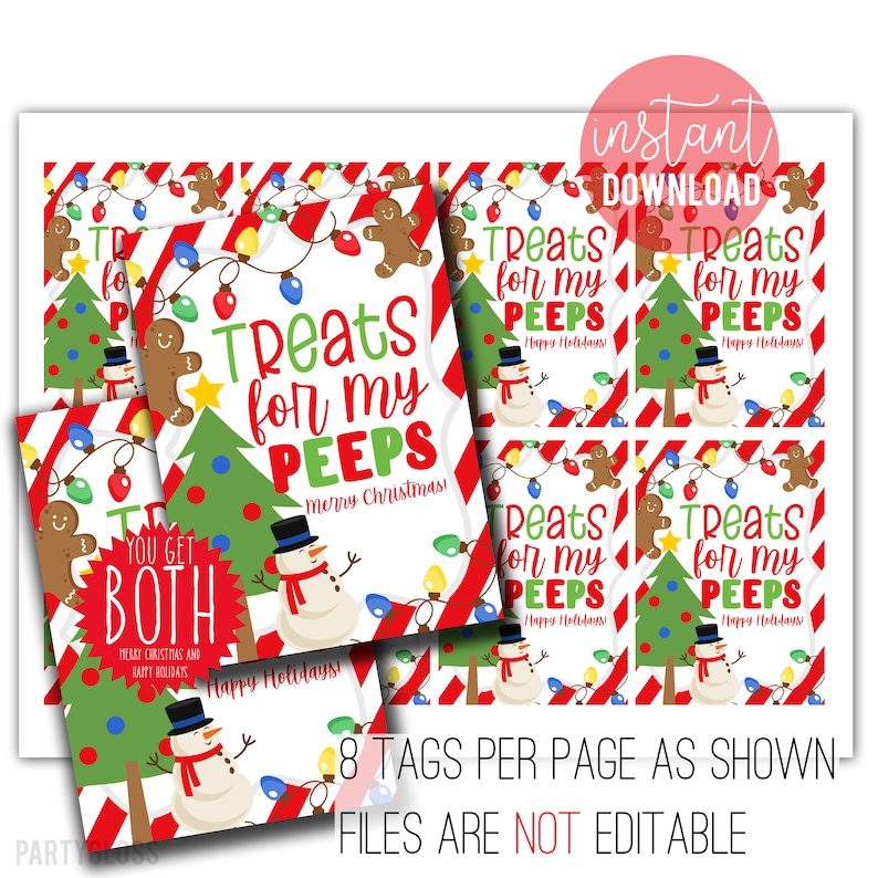 Treats for My Peeps Printable Tag Christmas Peeps Tag Peep - Etsy