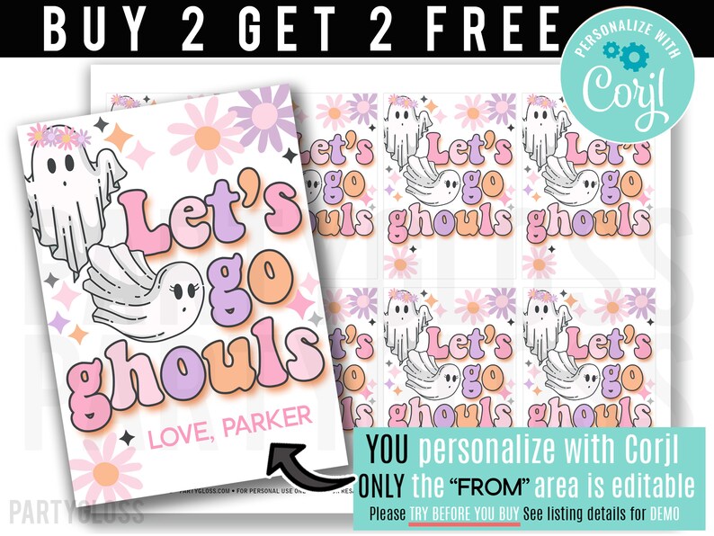 Editable Let's Go Ghouls Friend Appreciation Halloween Printable Gift ...
