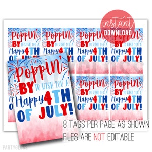 4th of July Poppin by Printable Tags, Pop It Tag Marketing Pop by Gift ...