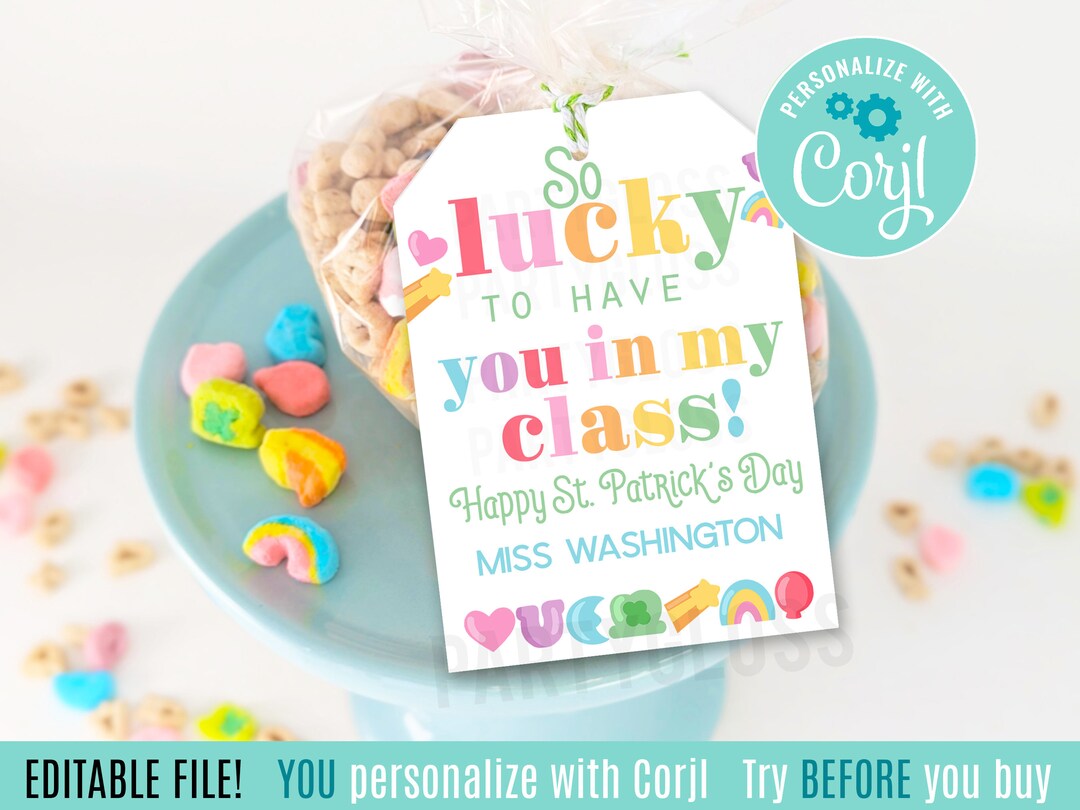 Editable Student Appreciation St. Patrick's Day Printable Tags School ...