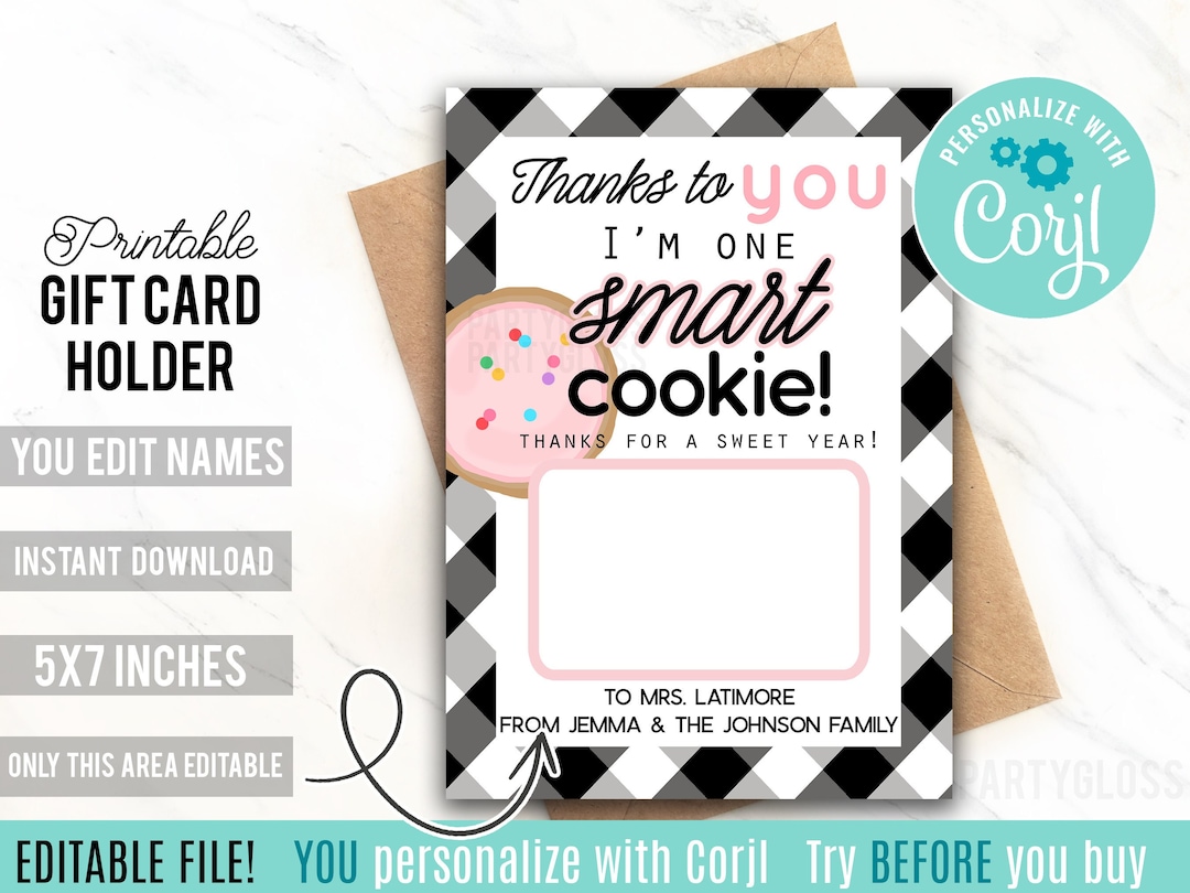 Editable Teacher Appreciation Printable Gift Card Holder, End of the ...