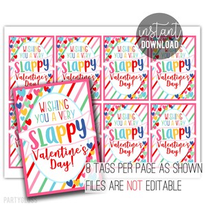 Slap Bracelet Valentine's Day Printable, Slap Valentine, Valentine Tag ...