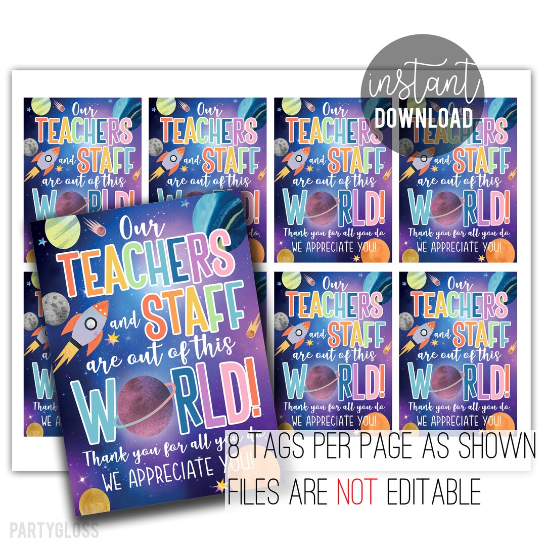 Teacher Appreciation Printable Tag | Galaxy Teacher Tags | Teacher Tags ...