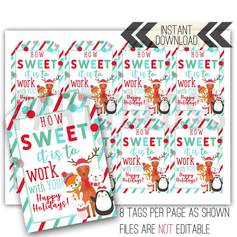 Holiday Staff Gift Printable Tag Christmas Coworker Tag | Etsy