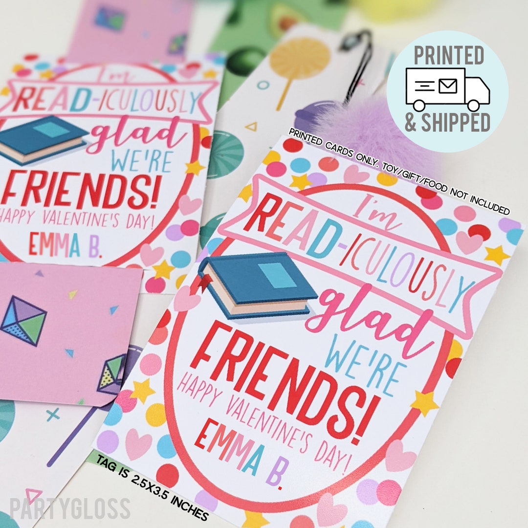 Printed and Shipped Bookmark Reading Valentine's Day Tags ...