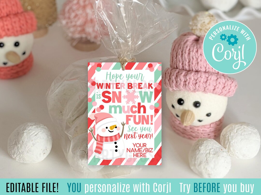 Editable Christmas Winter Break Snow Much Fun Appreciation Printable ...