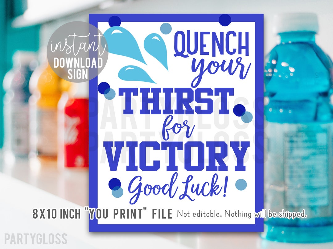 Blue Swimming Good Luck Printable 8x10 Inch Sign, Quench Your Thirst ...