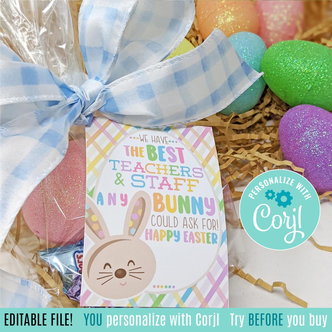 Editable Teacher & Staff Appreciation Printable Tags Happy Easter Tag ...
