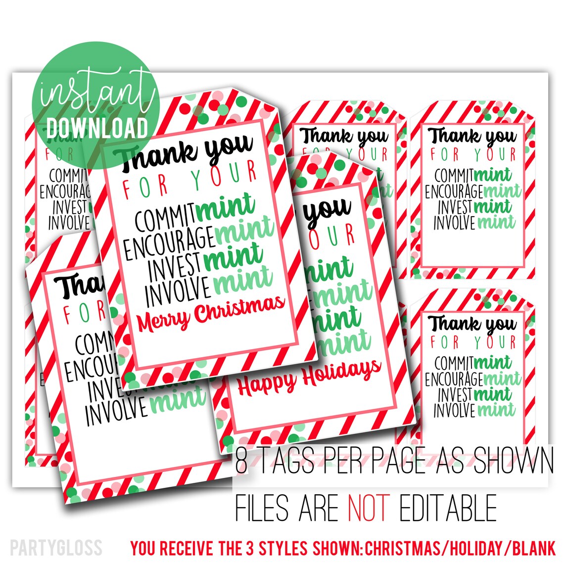 Mint Appreciation Printable Tag Mint Tags Christmas Tags | Etsy