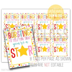 Bursting to Tell You That You're A Star Printable Gift Tags Staff ...
