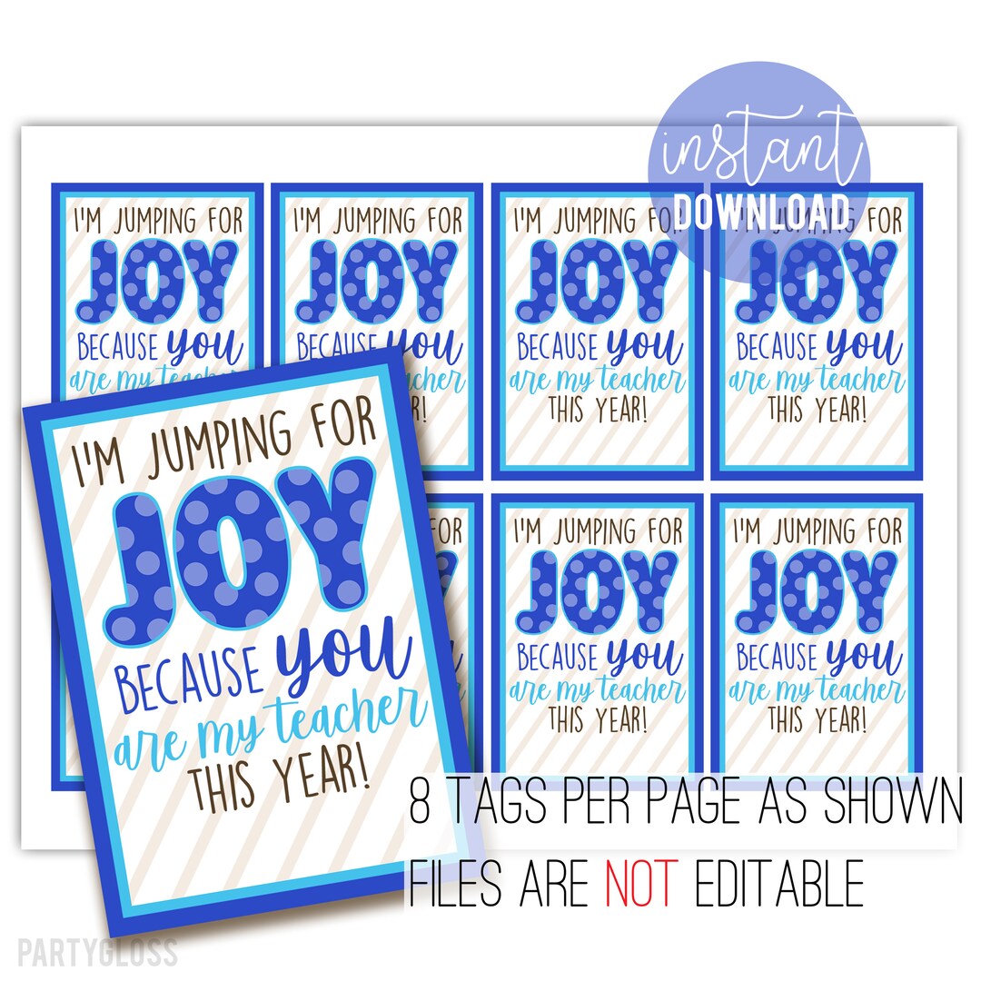 Jumping for Joy Back to School Printable Gift Tags, Teacher ...
