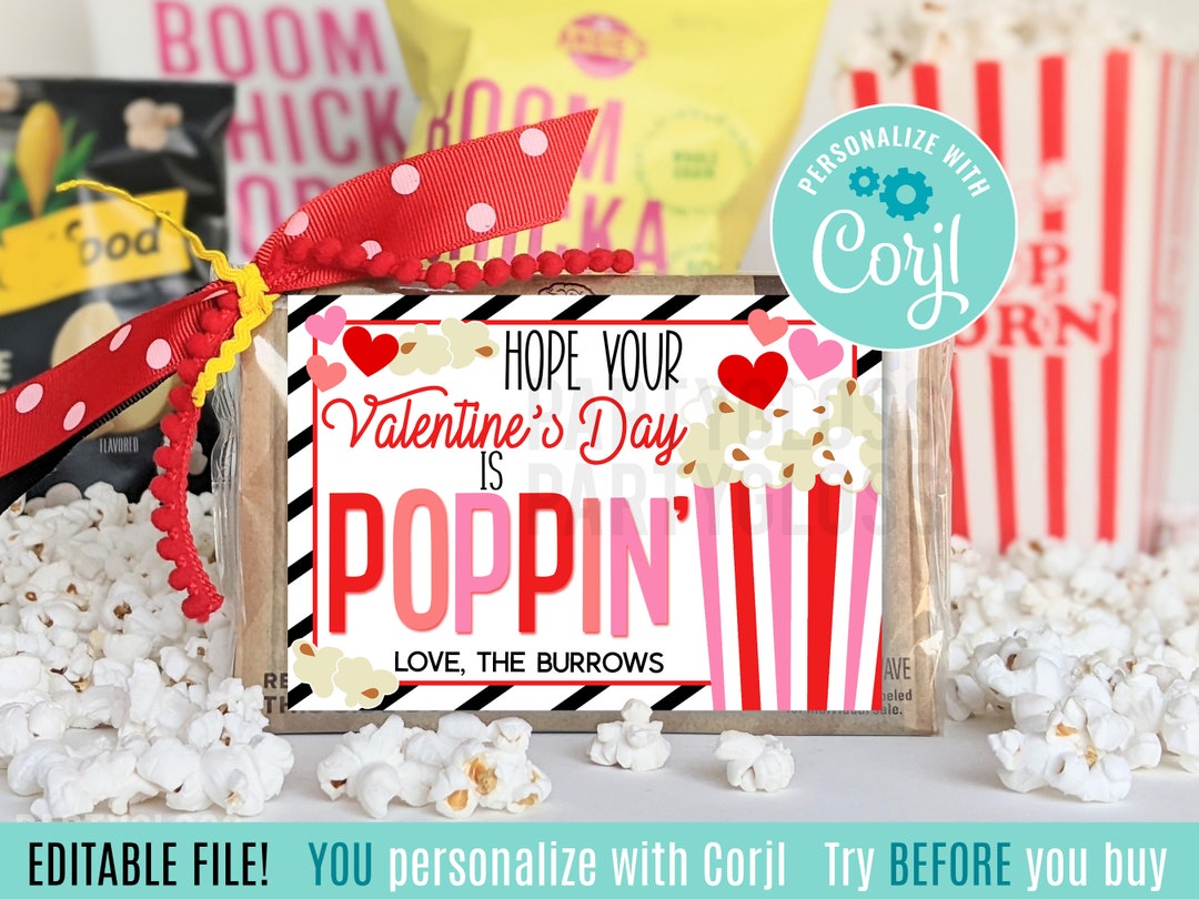 Editable Popcorn Valentine's Day Printable Tags Valentine Poppin ...