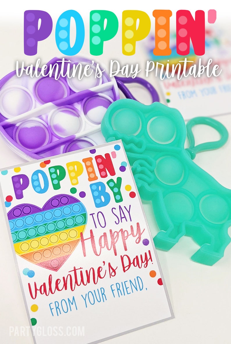 Pop It Valentine's Day Printable Valentine Rainbow Poppin - Etsy