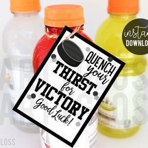 Black Hockey Good Luck Printable 8x10 Inch Sign, Quench Your Thirst for Victory Sports Drink ...