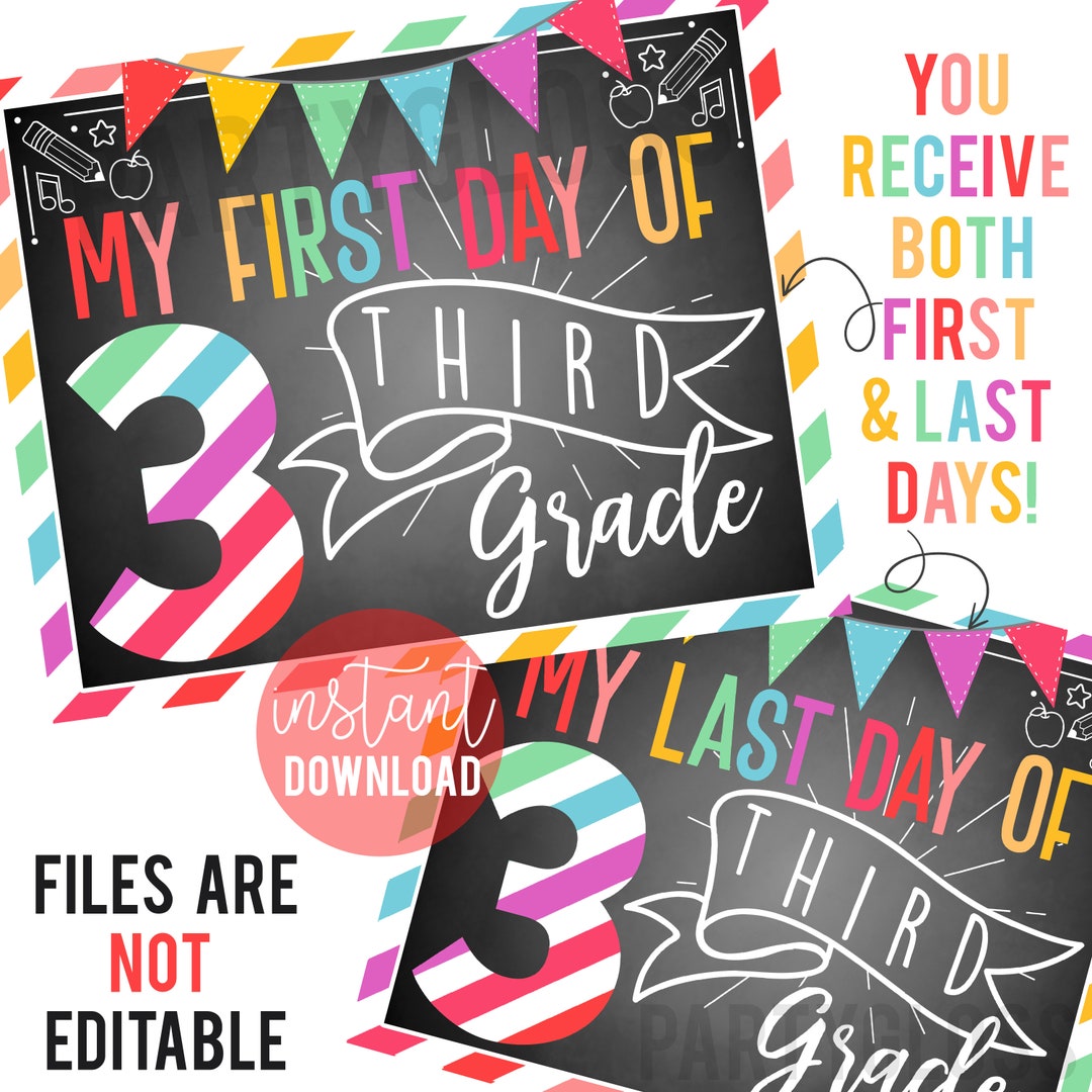 First Day of Third Grade 8x10 Printable Sign Back to School - Etsy