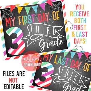 First Day of Third Grade 8x10 Printable Sign, Back to School Sign 3rd ...