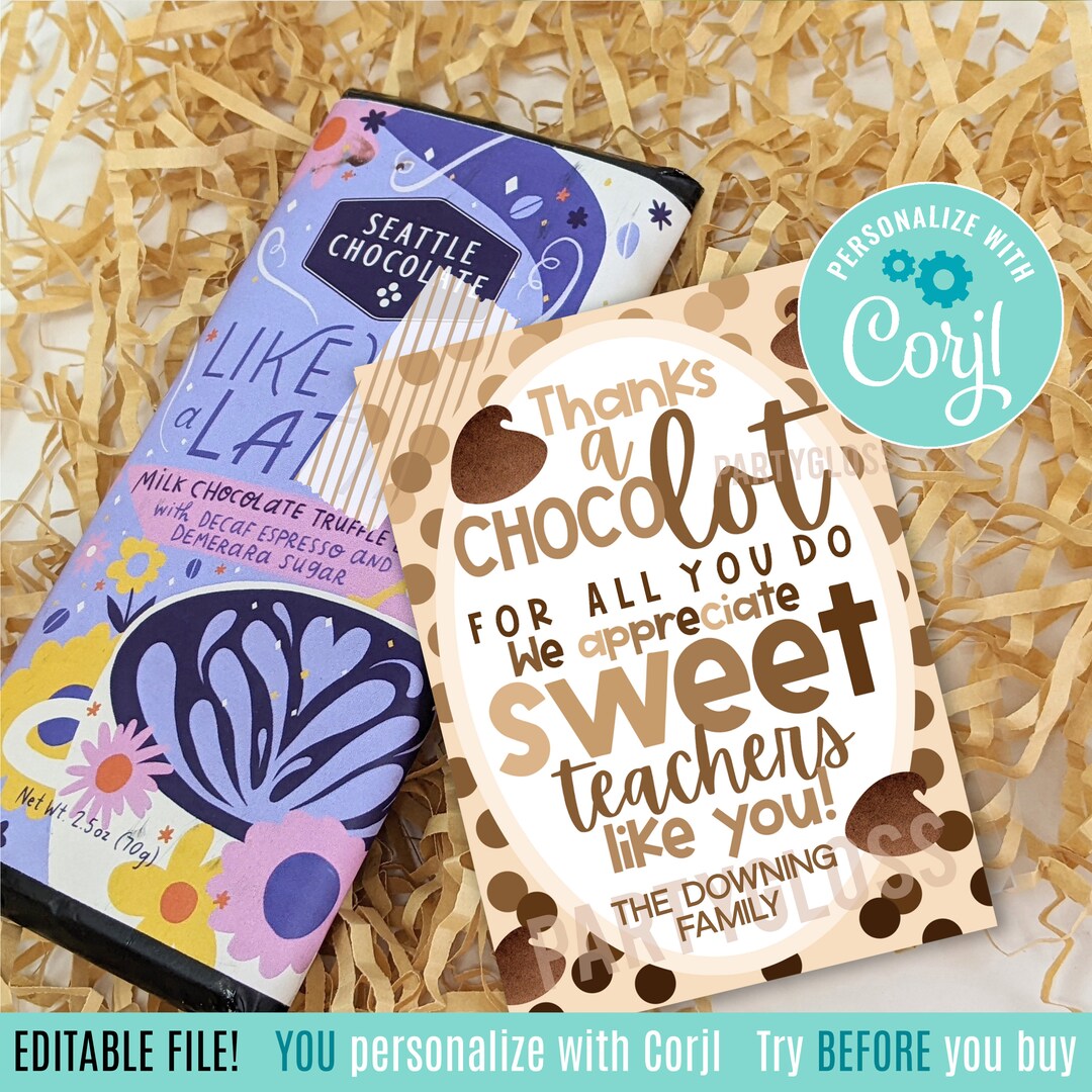 Editable Chocolate Teacher Appreciation Printable Tag | Chocolate ...