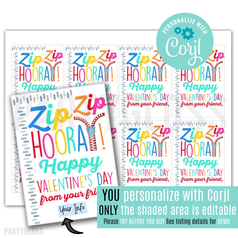 Editable Zipper Bracelet Valentine's Day Printable Tags - Etsy