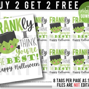 Frankenstein Halloween Printable Gift Tags Happy Halloween Friend Candy ...