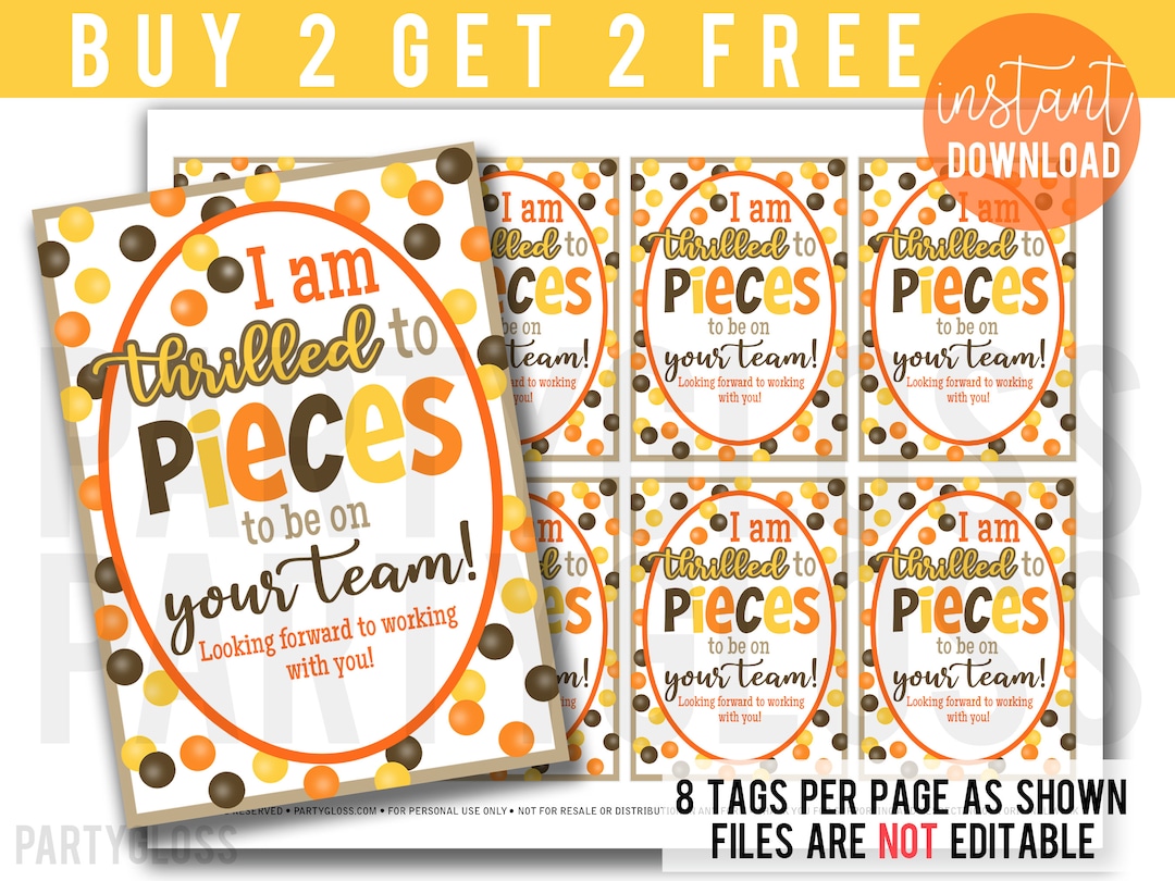Thrilled to Pieces Printable Gift Tags, New Job Employee, Staff Office ...