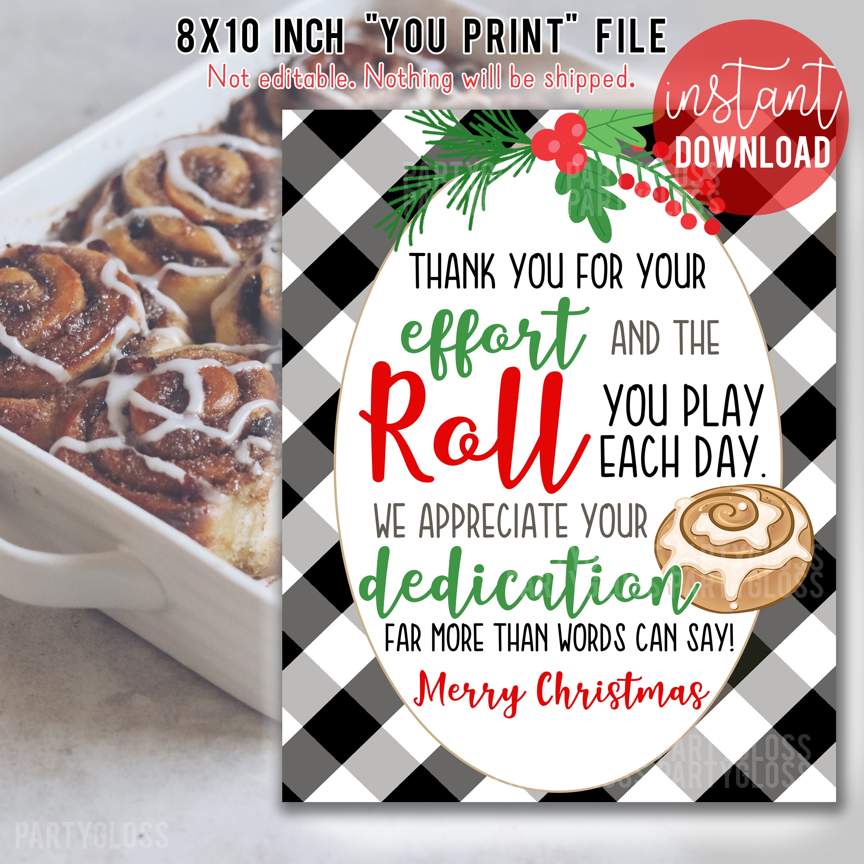 Christmas Appreciation Cinnamon Rolls 8x10 Printable Sign, Teacher ...