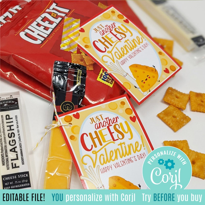 Editable Valentine's Day Printable Tag String Cheese - Etsy