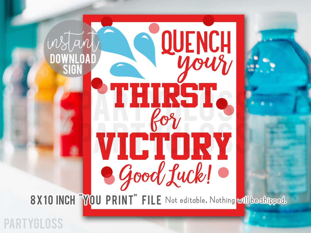 Red Swimming Good Luck Printable 8x10 Inch Sign, Quench Your Thirst for ...
